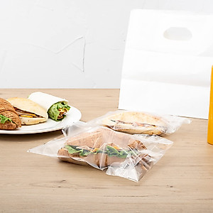 Restaurantware Bag Tek 10 x 8 Inch Treat Bags 100 Microwave-Safe Cookie Bags - Lip And Tape Design Heat-Resistant Clear Plastic Resealable Bakery Bags Grease-Resistant For Candy Nuts And Party Favors