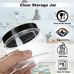 18 Pack 10.8 Oz Plastic Jars with Lids, Clear Round PET Wide-Mouth Container for Slime, Cosmetics, Bathroom, Kitchen, Tool Accessories, Gift, and Traveling Storage, BPA Free, Black Lids