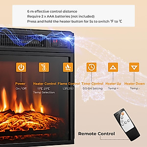 Tangkula Electric Fireplace TV Stand, Electric Fireplace Mantel with 16-Color Led Lights, Adjustable Glass Shelves, Remote & Smart APP Control, TV Console for Living Room (White)