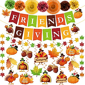Friendsgiving Party Decorations, Pre-Assembled Friendsgiving Decorations, Colorful Happy Friendsgiving Banner, Thanksgiving Decorations Indoor, Friendsgiving Banner