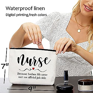 Because Bad*ss Life Saver isn't an Official Bob Title-Nurse Gifts,Nursing Student Gifts for Women,Nurse Practitioner Gifts,Best Nurse Ever, Waterproof Cosmetic Bag