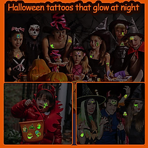 Konsait 96 PCS Halloween Temporary Tattoos for Kids, Pre-cut Glow in the Dark Fake Tattoos Halloween Kids Temporary Tattoos Halloween Party Favors Halloween Decorations Treats non Candy Prizes for Kid
