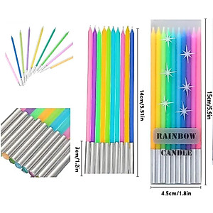 Cwise-100 Count Rainbow Birthday Candles -Long Thin Cake Candles - Giant Pack Colorful Pencil Candles Birthday Candle - Birthday, Celebration, Wedding. Cake Decorations (100 PCS)