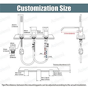 Aolemi Brushed Nickel Widespread Roman Bathtub Faucet Long Waterfall Spout Comportary Tub Filler with Handheld Spray Deck Mount Bathroom Shower Set 3 Hole Single Handle