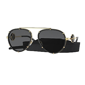 Versace VE2232 143887 61MM Black/Dark Grey Pilot Sunglasses for Women + BUNDLE With Designer iWear Eyewear Kit