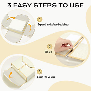 Yecaye 6 Pack Sheet Organizers and Storage, Bed Sheet Organizer for Linen Closet, Foldable Sheet Set Organizer with Clear Window and Label (Queen & King Size), Bedding Storage Box Container, Beige