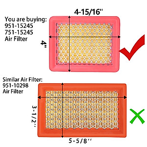Ceukius 4 Pack 951-15245 Air Filter Replace for MTD 951-15245 751-15245, Fits Cub Cadet MTD 159cc 196cc Engine Lawn Mower