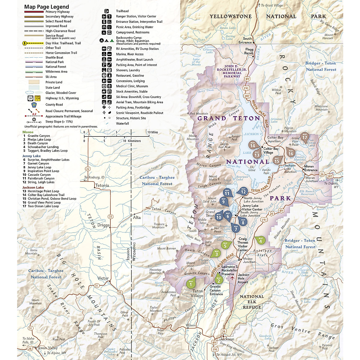 Grand Teton National Park Day Hikes Map (National Geographic Topographic Map Guide, 1706)