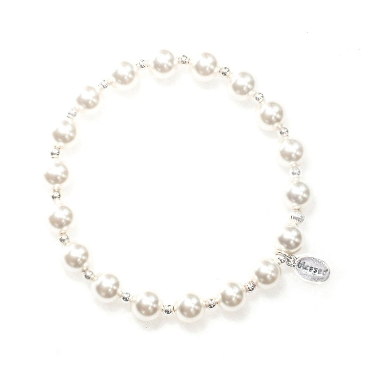 Made As Intended Blessing Bracelets Trio in White Crystal Pearls