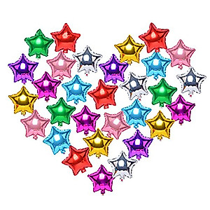 (Pack of 20) Assorted Color Small 5 Star Helium Foil Balloons for Wedding Birthday Anniversary Graduation Party Decoration (5 Inch)