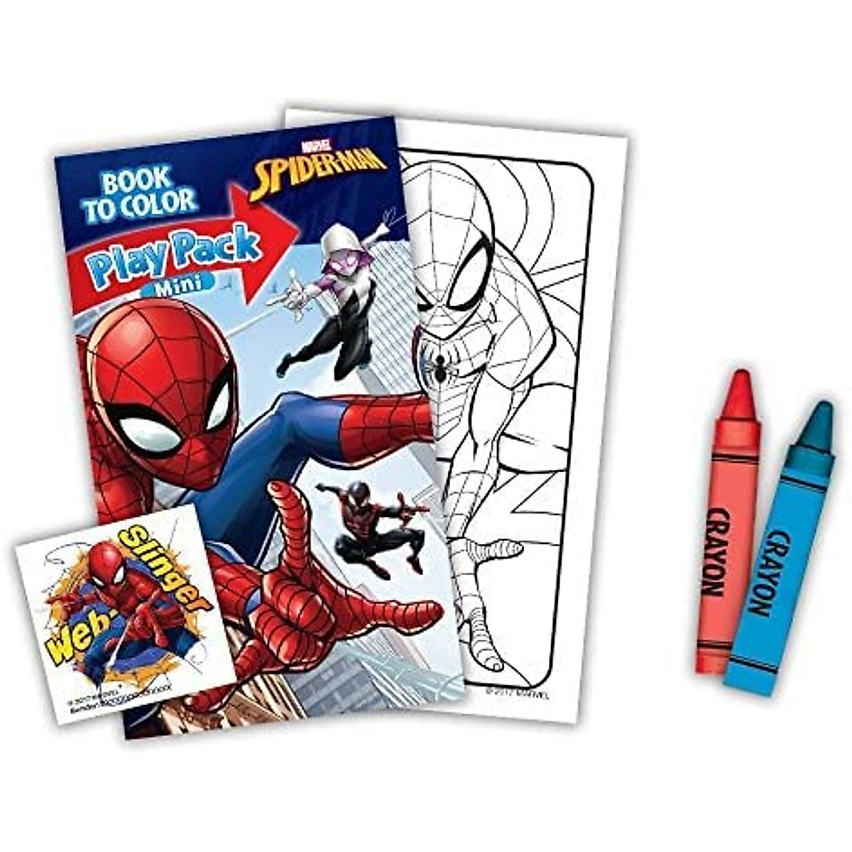Bendon Mini Play Packs, Each with Mini Coloring Book, 2 Mini Crayons, and a Sticker,10-Pack (Spider-Man)