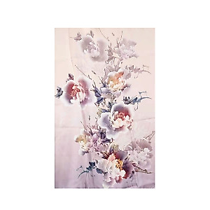 Kwedhonjh lady 100% silk pajamas, bat sleeve bathrobe - floral pattern (Anonymous flower light pink-1)