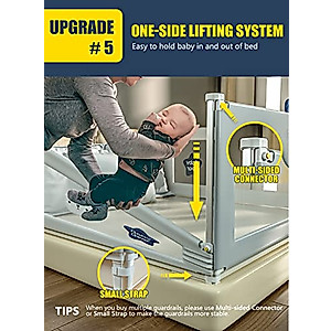 ORAIL Bed Rails for Toddlers - 60" 70" 80" Extra Long Baby Bed Rail Guard (3 Sides: Perfect for King Bed, Include 3 Sides)