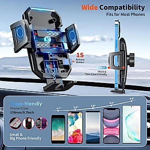 SUUSON Car Phone Holder Mount [Upgraded]-[Bumpy Roads Friendly] Phone Mount for Car Dashboard Windshield Air Vent 3 in 1,Hand Free Mount for iPhone 15 14 13 Pro Max Samsung All Cell Phones (Black)