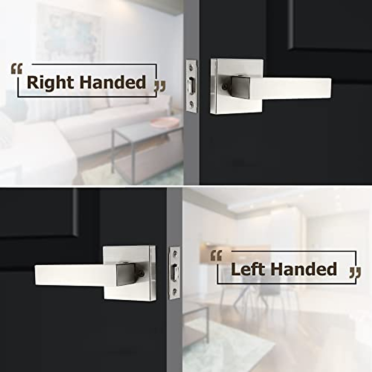 Azdele Front Door Handle Set, Entry Door Handle Set with Door Lever Reversible for Right and Left Handed Doors, Single Cylinder Exterior Door Handleset with Lower Half Lever, Satin Nickel