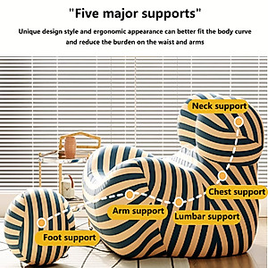 ESRADA No-wash Ice Silk Lazy Chair and Ball Footrest Stool Set, Accent Comfy Arm Chair and Ottoman, Leisure Sofa Reading Chair Integrated High Resilience Sponge B-30 * 28inch