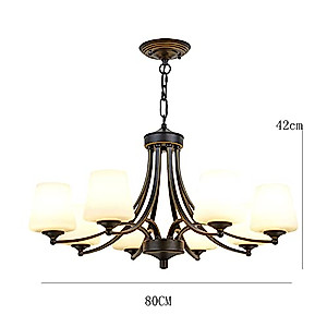 Vintage Black Chandelier Modern Luxury Large Ceiling Lamp 6-Lights Pendant Light Flush Mount Metal Ceiling Light Fixtures for Dining Room Kitchen Entryway-Black Gold 8