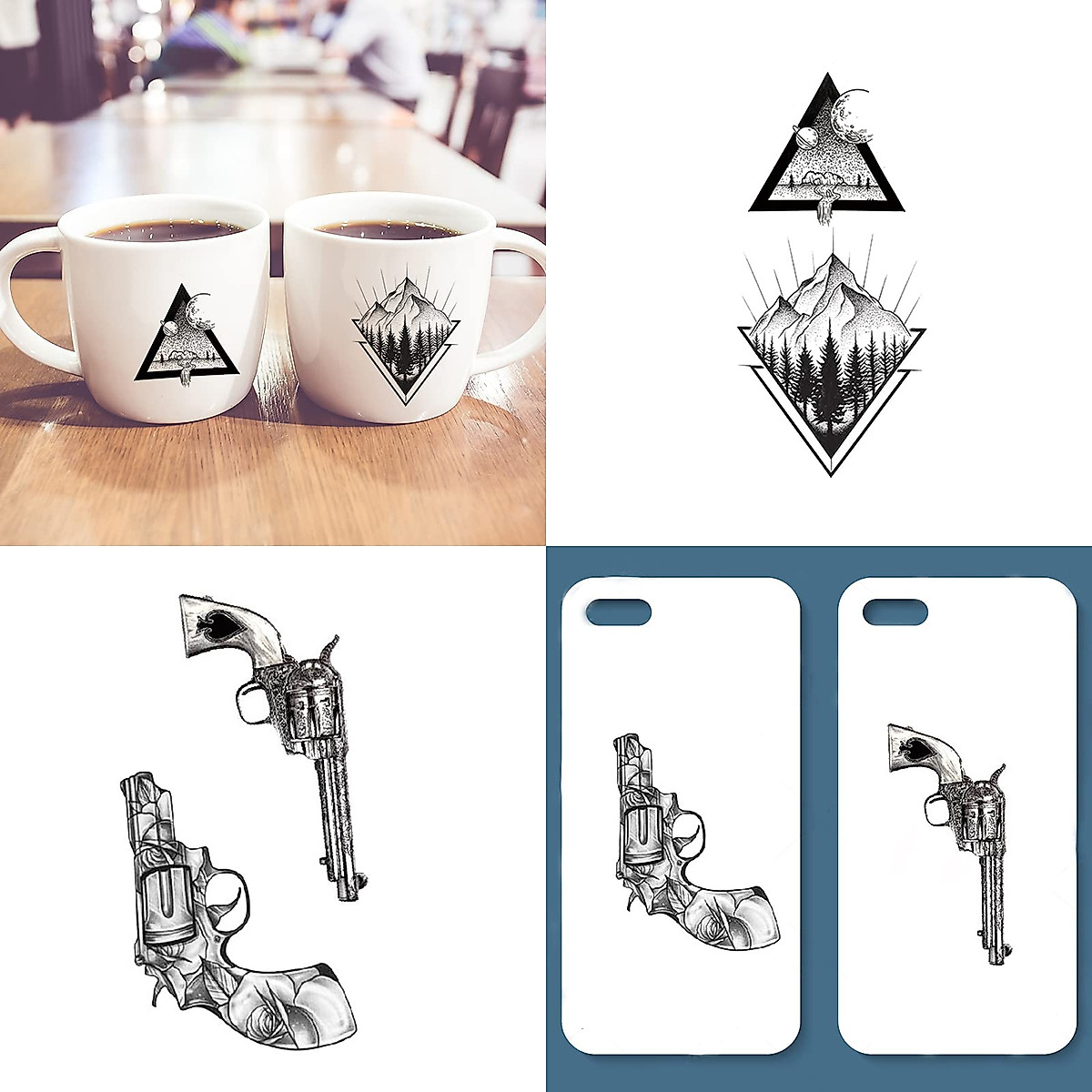 Hotoyannia 72 Sheets Halloween Tiny Temporary Tattoos Stickers, Fake Tattoos That Look Real And Last Long, Halloween Tattoos Include Black Scary Wolf Lion Tiger Skeleton Skull Tattoos