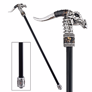 Design Toscano Dragonsthorne Nebula Dragon Gothic Walking Stick Swagger Cane, 38 Inch, Black and Silver