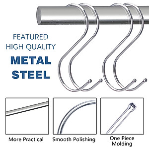 Ptrone S Shaped Hooks Stainless Steel Metal Hangers Hanging Hooks for Kitchen, Work Shop, Bathroom, Garden (S/10pcs)