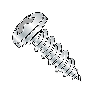 Small Parts 1020APP Steel Sheet Metal Screw, Zinc Plated, Pan Head, Phillips Drive, Type A, #10-12 Thread Size, 1-1/4" Length (Pack of 100)