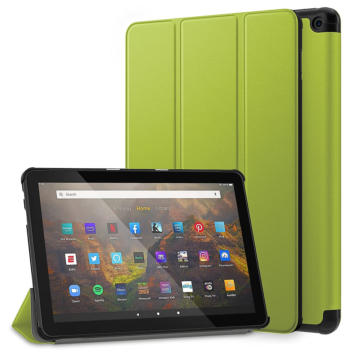 DTTO Case for All-New Fire HD 10 & 10 Plus Tablet (Only Compatible with 11th Generation Tablet, 2021 Release), Slim PU Leather Trifold Stand Cover Hard Back Shell with Auto Sleep/Wake, Spring Green