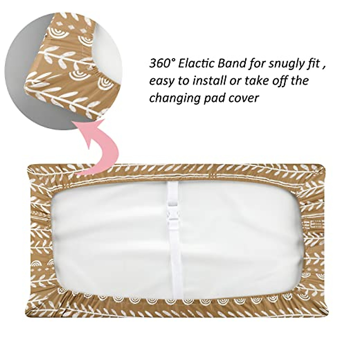 Changing Pad Cover, 2 Pack Changing Table Cover for Baby Boys Girls, Jersey Knit Soft Diaper Changing Pad Cover, Changing Table Sheets, Retro Brown Flower