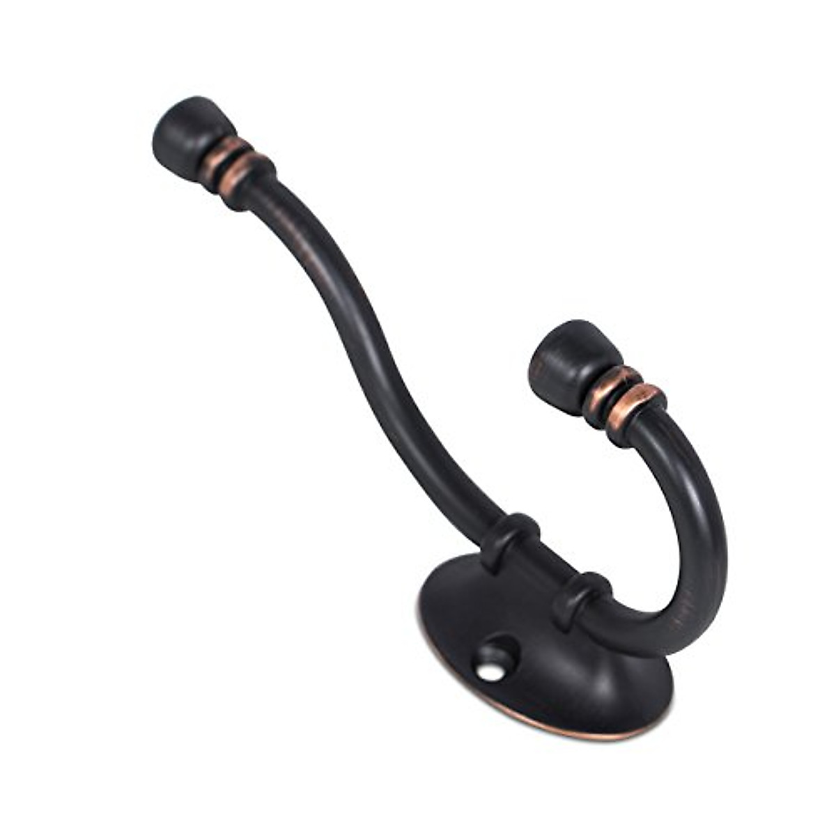 BIRDROCK HOME Classic Wall Mounted Robe & Towel Hooks - 2 Pack - Dual Hook - Large - Oil Rubbed Bronze Towel Robe Hat Coat Hook