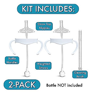 Straw Cup Conversion Kit for Philips Avent Natural Baby Bottle | 2-Count | with Weighted Straw, Bottle Handles and Straw Cleaning Brush | BPA-Free | Spill-Proof (Straw Top)
