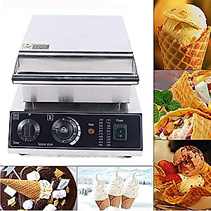 Waffle Cone and Bowl Maker, 1750W Ice Cream Cone and Bowl Baker Commercial Nonstick Waffle Iron Machine with 2PC Egg Cone Rol, for Restaurant Dessert Shop Snack Family