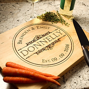 USA Handmade Wood Cutting Board Laser Etched With your Anniversary Date and Names! Sizes SM-XXL Wedding gifts, Anniversary Gifts, Christmas Gifts, or Bridal Shower Gifts By Naked Wood Works