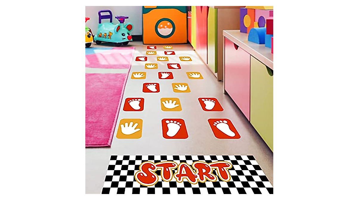Colorful Footprint Floor Stickers for Kids' Rooms