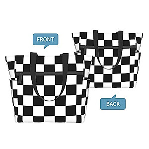 suzpngi black white check Casual Tote Bag Multi-functional Shoulder Bag for Gym Work Travel Shopping