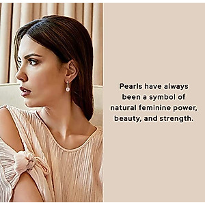 The Pearl Source Genuine AAA Quality 9mm Pink Freshwater Cultured Real Pearl Dangle Earrings for Women | Trendy Valentine Girls Prom Bridesmaid Wedding Earring | 14K Gold Plated 925 Sterling Silver