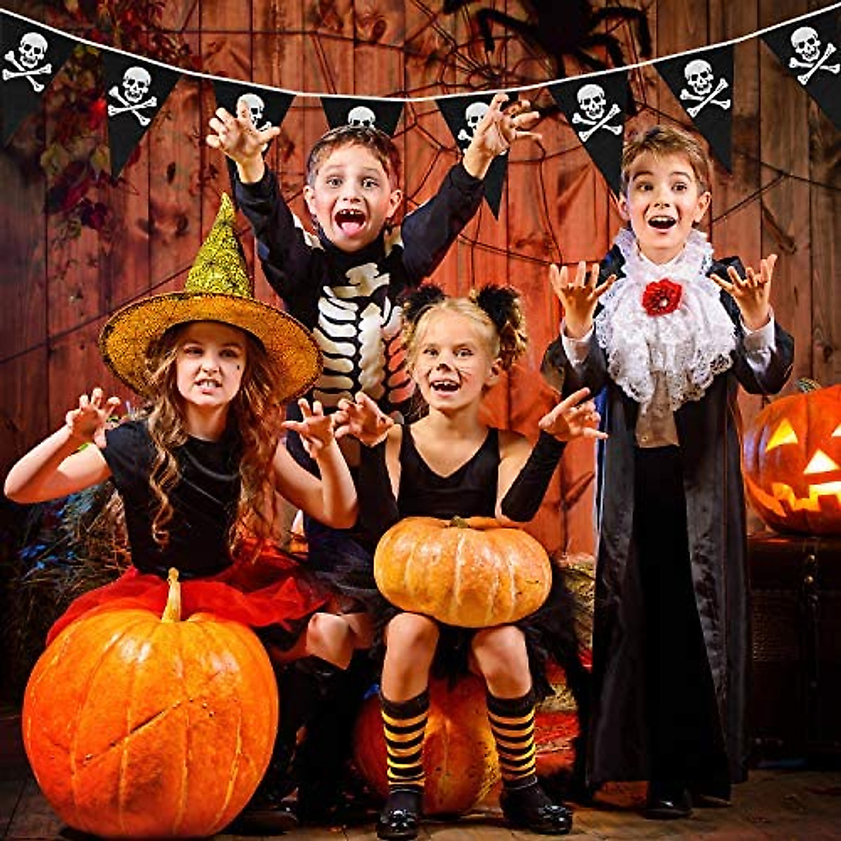 60 Pieces Pirate Banners Pirate Theme Party Decoration Pirate Skull Pennant Triangle Flags for Birthday Party Supplies