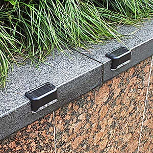 pstuiky 4Pcs Led Solar Path Stair Outdoor Light Garden Yard Fence Wall Landscape Lamp Path Stair Wall Lighting for Outdoor Courtyard Garden Fence Decoration