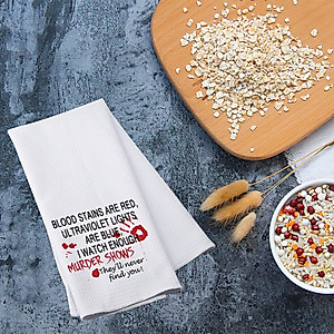 PWHAOO Horror Movie Kitchen Towel Blood Stains are Red Kitchen Towel Crime Show Fan Gift (Blood Stains T)