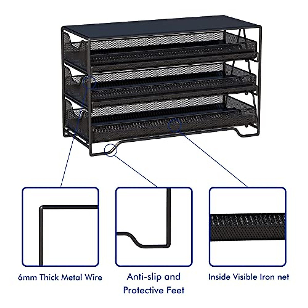 New England Stories Storage Drawer Holder Compatible with Nespresso Vertuo Capsules, 48 Big or 90 Small Capacity with 3 Drawer