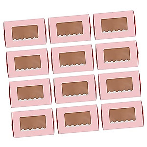 Baluue 12pcs Packaging Boxes Packing Box Clear Cake Stand Pink Containers Mini Cake Boxes Transparent Cake Box Cake Packing Box Disposable Cupcake Containers White Card Pink Dessert Box