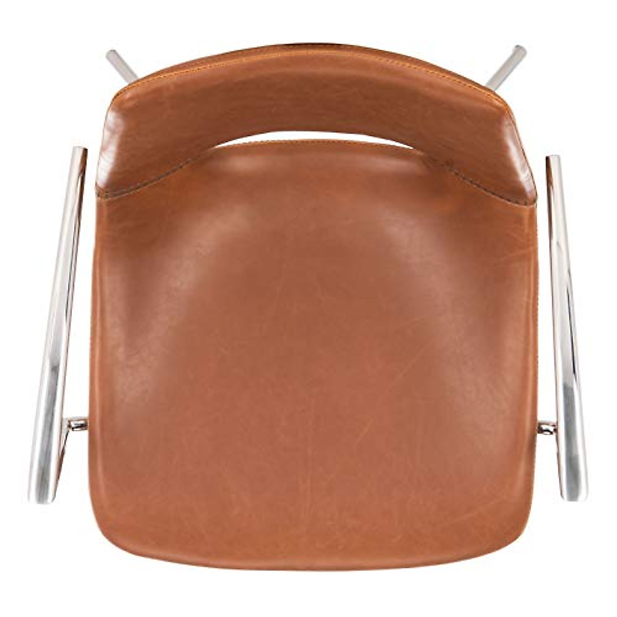 Safavieh Home Dawn Mid-Century Modern Light Brown Faux Leather and Stainless Steel Swivel Office Arm Chair