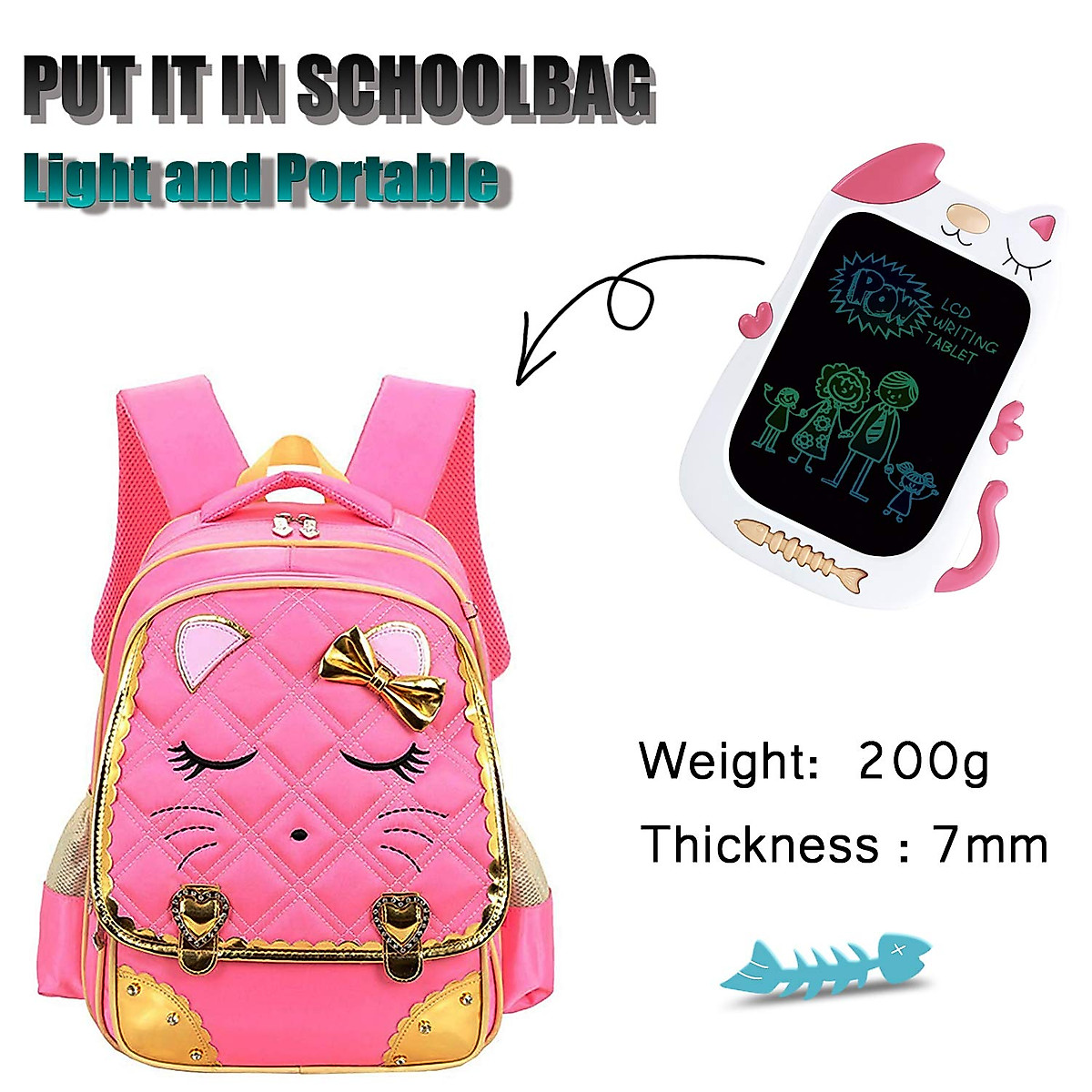 GJZZ Drawing Doodle Board Toys for 3 4 5 6 7 Year Old Girls Boys Gifts, LCD Writing Tablet and Scribble Board Learning Toy for Kids, Birthday Gift for Toddler - Pink White