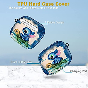 Airpods 3rd Generation Case (Not Fit Pro) - Wonjury Tortoise Protective Hard Airpods 3 Case Cover Women Girls with Keychain for Apple Airpod Gen 3 (2021) Charging Case, Stitch/Turtle