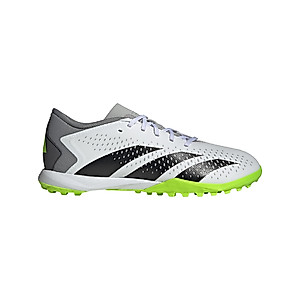adidas Predator Accuracy.3 Low Turf Shoes, Unisex Adult Sizing, Perfected for Artificial Playing Surfaces, Made with Recycled Materials, White/Black/Lucid Lemon, 10.5 Women/9.5 Men