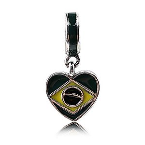 Calvas Real 925 Sterling Silver I Love Brazil Pendant Charm Heart Flag Beads Fit Original PAN Bracelet for Women Men berloque Jewelry