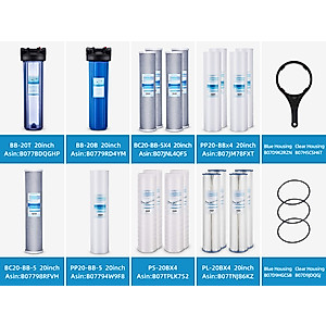 Geekpure Whole House Water Filtration System with 20-Inch Big Clear Housing and 4.5"x20" 5 Micron Carbon Block Filter