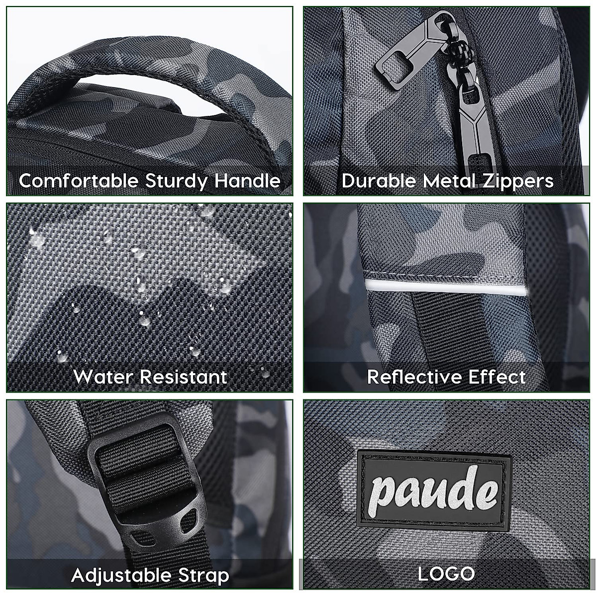 Paude 17 inch Travel Business Backpack for Men,College Backpack School Bookbag for Teens,Laptop Bookbag with USB Port and Headphone Hole,Camouflage Black