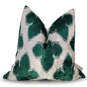 CANVELLO-Exquisite Down Pillow/Throw Cushion: Feather Pillows Elegance & Art | Iconic Throw Pillows with Ikat Design  | Soft Velvet Silk  (16"x16")
