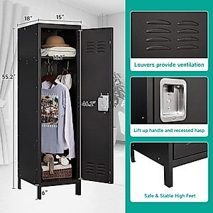 SISESOL Metal Locker Storage Cabinet Lockers for Employees Metal Locker Shelf Home Office Storage Cabinets Coat Lockers Narrow Cabinet 55" Standing Cabinet Organizer Steel File Cabinet