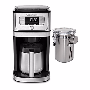 Cuisinart DGB850 Fully Automatic Burr Grind and Brew Thermal Coffeemaker (10 Cup) with Stainless Steel Coffee Canister Bundle (2 Items)