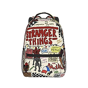 YJZINING Stranger Backpack Large Capacity Portable Laptop Backpack Outdoor Travel Durable Alphabet Backpack For Boys Girls (Style-6, One Size)